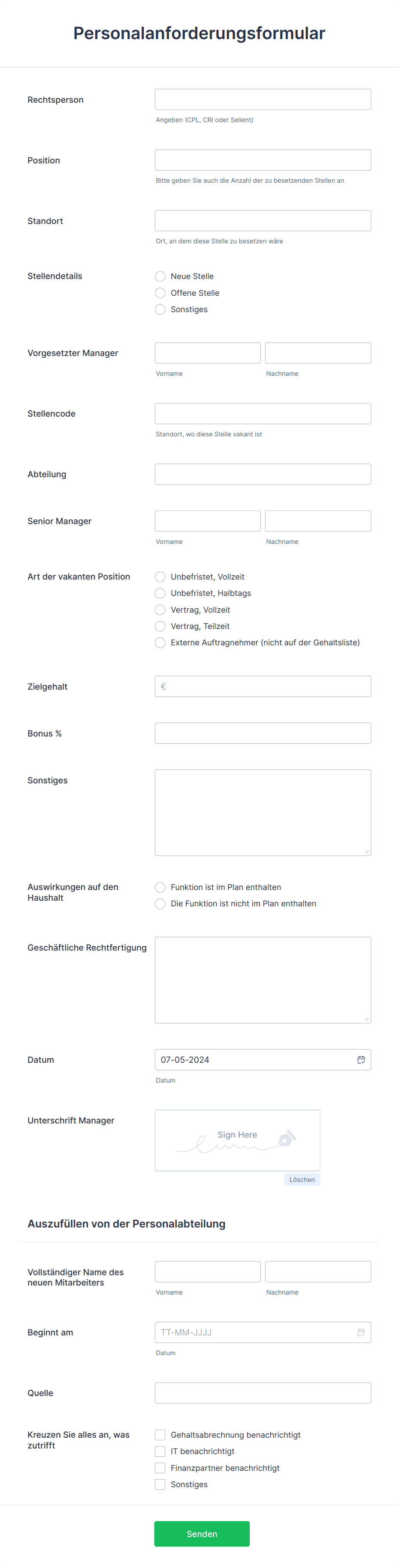 Personalanforderungsformular Formularvorlage | Jotform