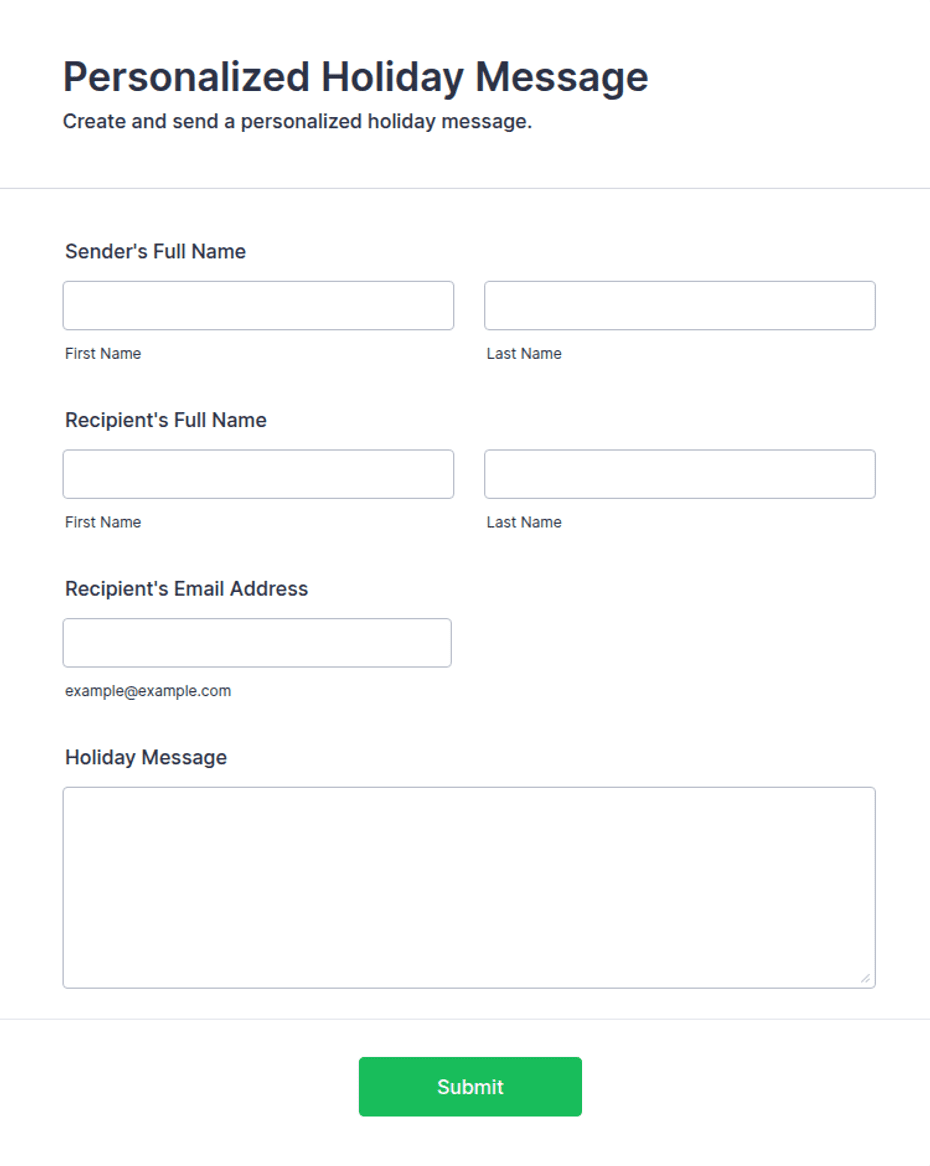 Personalized Holiday Message Form Template | Jotform