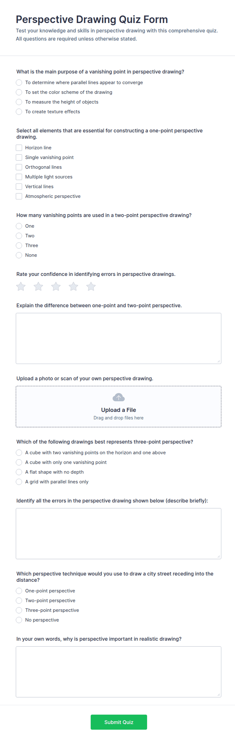 Perspective Drawing Quiz Form Template | Jotform