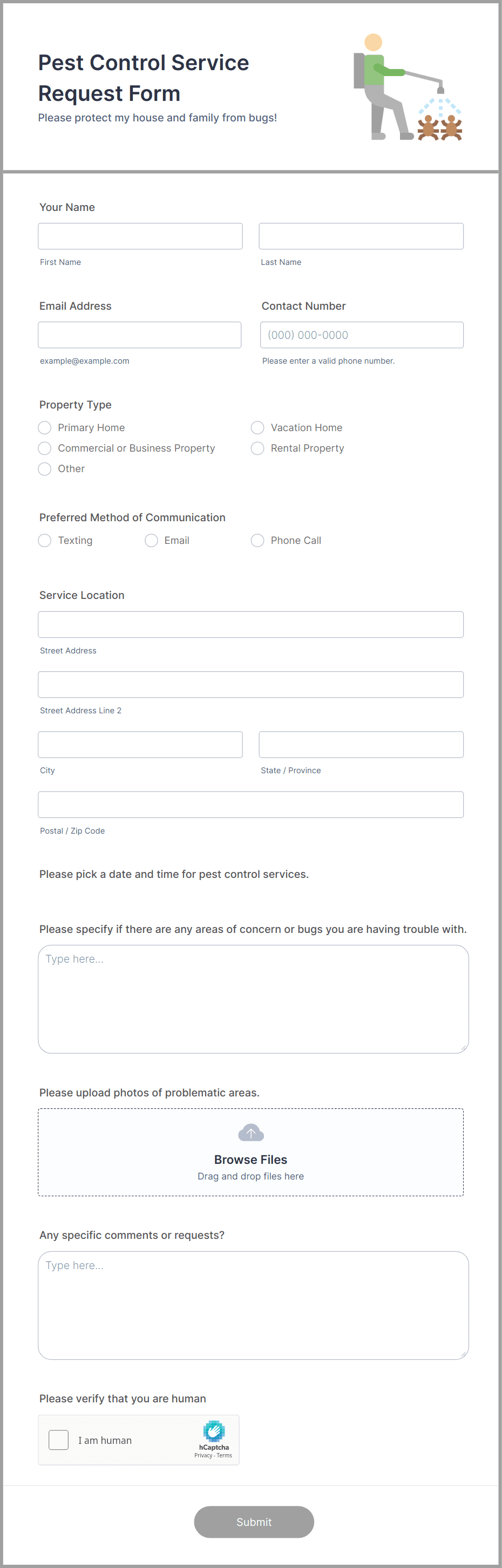 Pest Control Service Request Form Template | Jotform