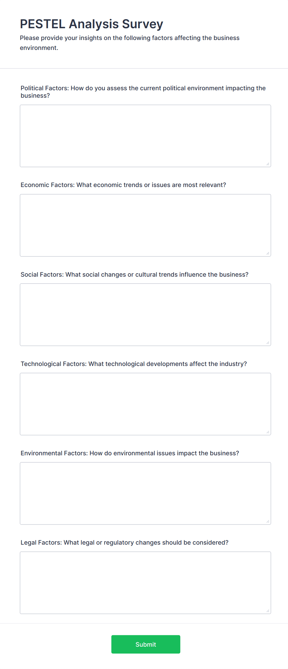 PESTEL Analysis Survey Form Template | Jotform