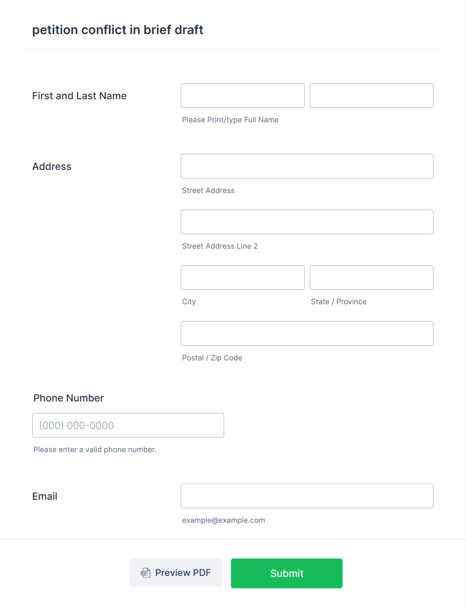 petition conflict in brief draft Form Template | Jotform