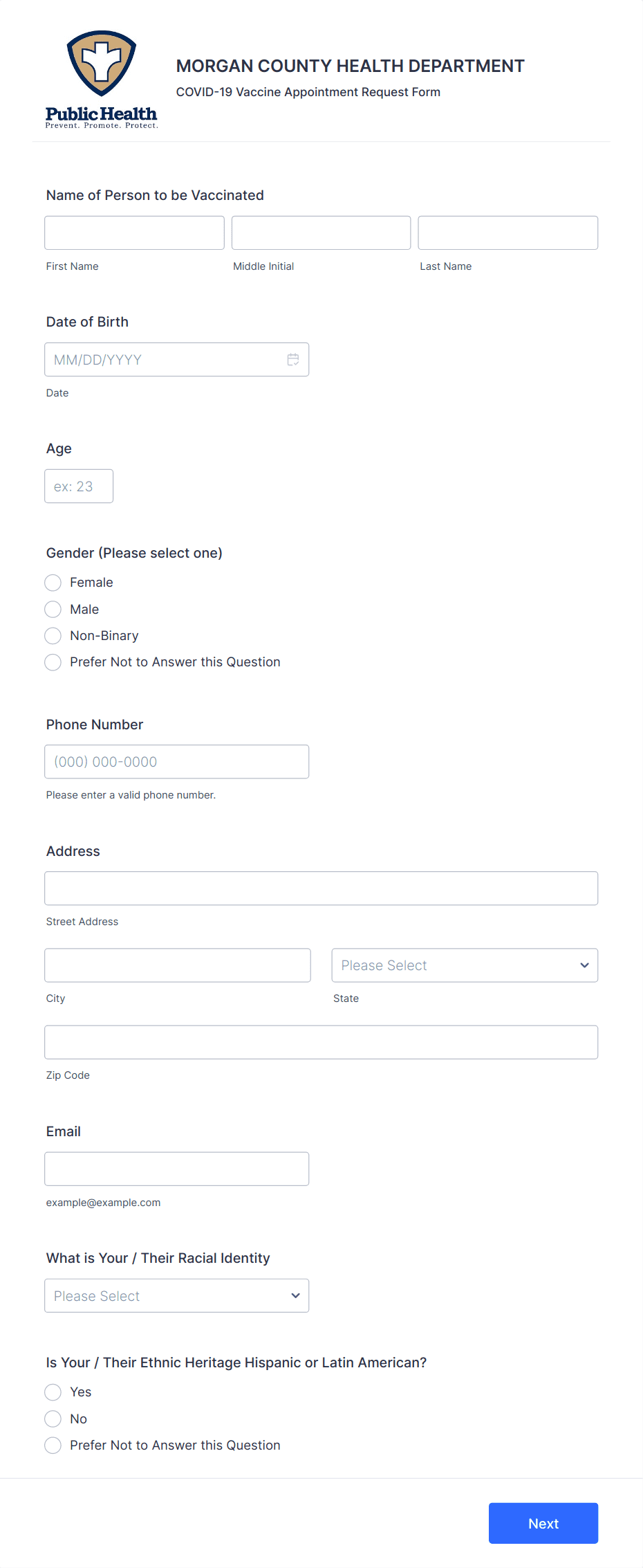 Pfizer COVID-19 Vaccine Appointment Request Form Template | Jotform