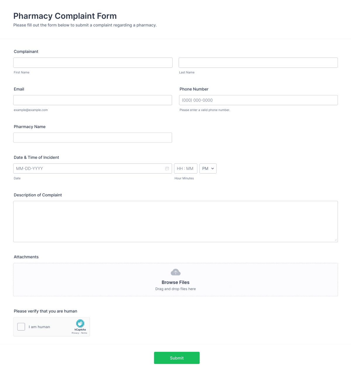 Pharmacy Complaint Form Template | Jotform