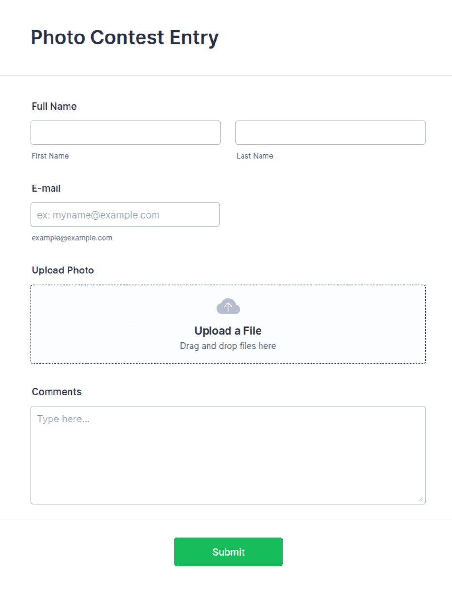 Photo Contest Entry Form Template | Jotform
