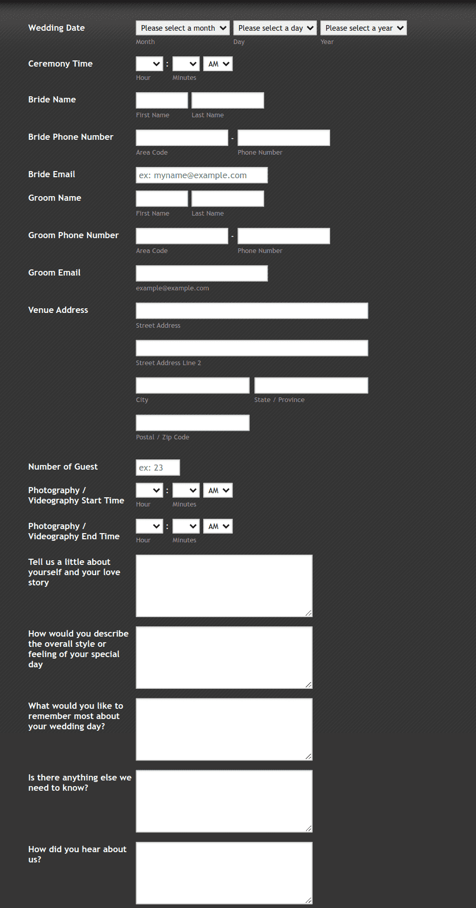 Photography and Videography Request Form Template | Jotform