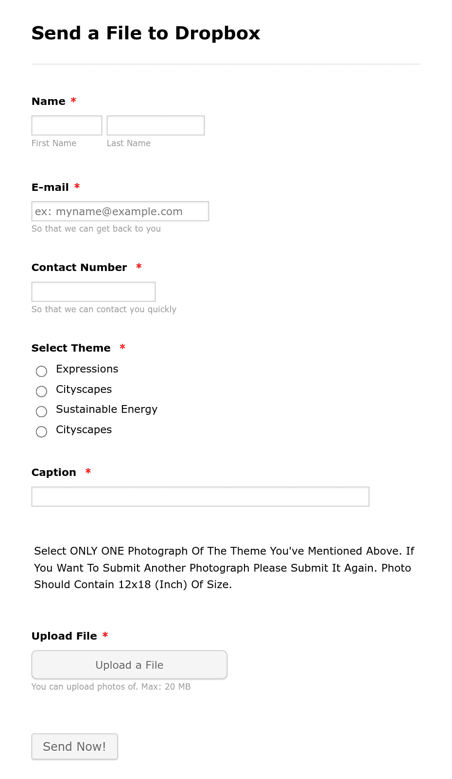 Photo Contest Free Entry Form Template | Jotform