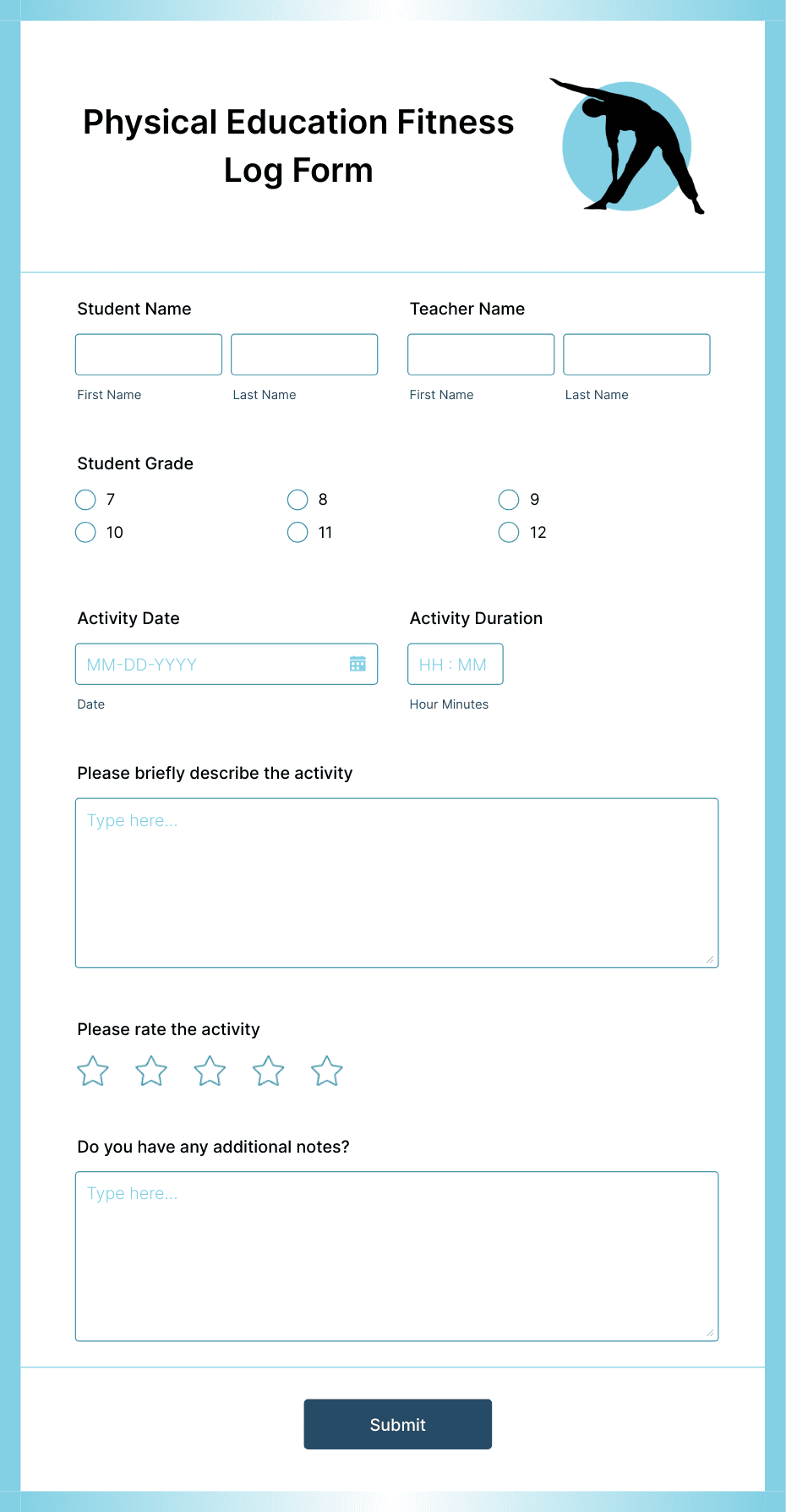 Physical Education Fitness Log Form Template | Jotform