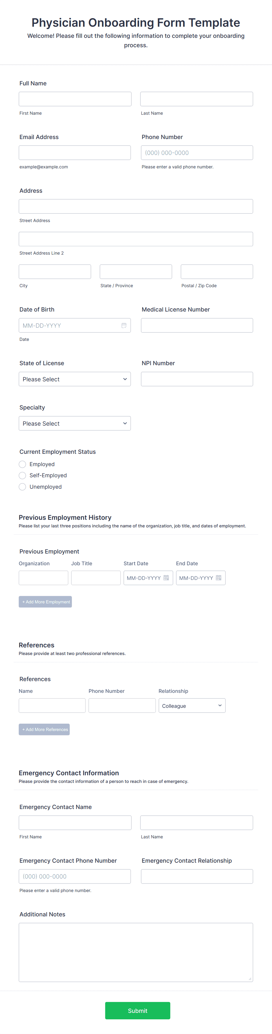 Physician Onboarding Form Template | Jotform