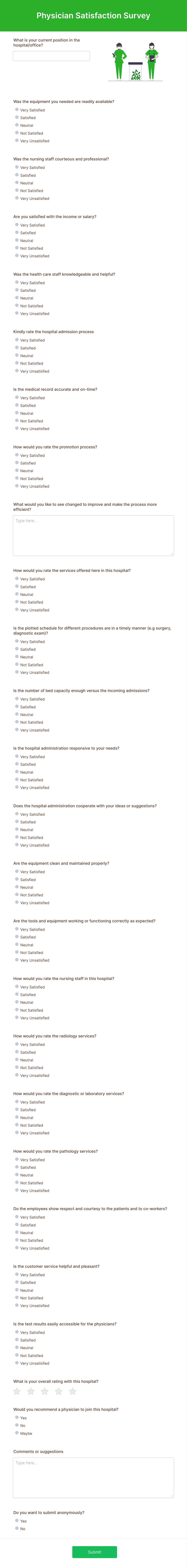 Physician Satisfaction Survey Form Template | Jotform
