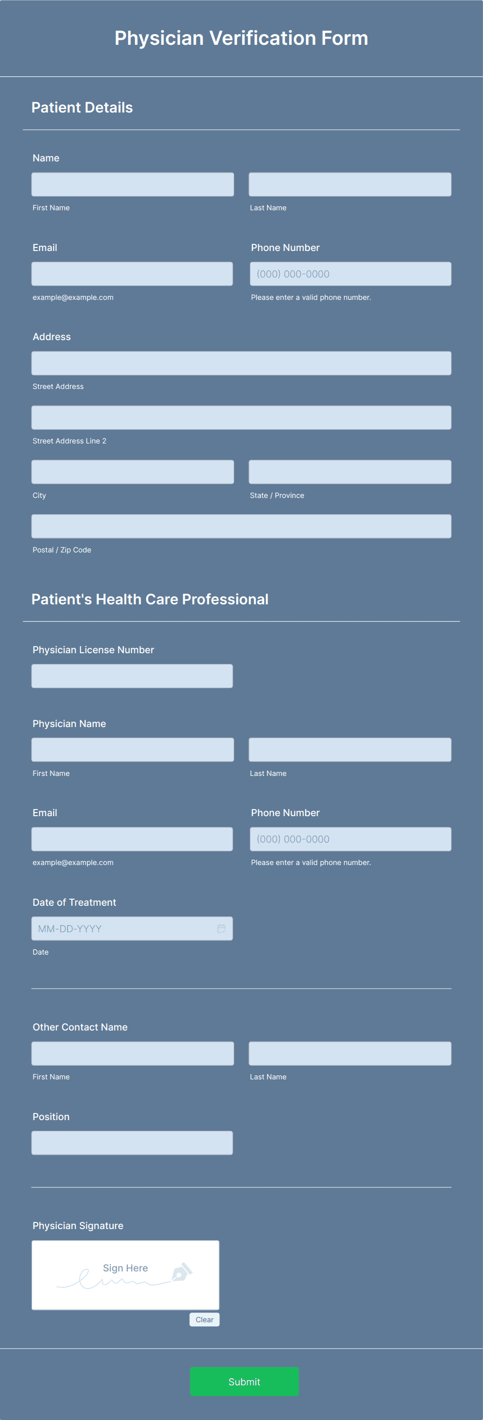 Physician Verification Form Template | Jotform