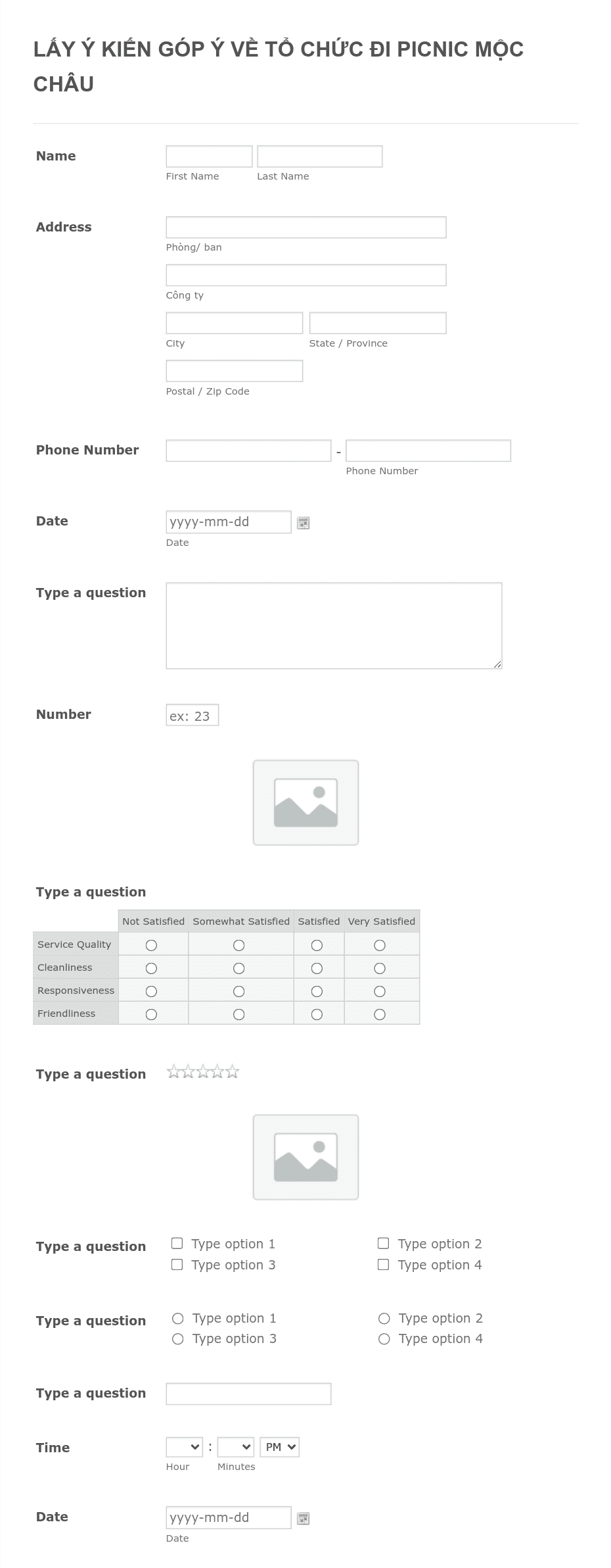 Picnic Moc Chau Form Template | Jotform