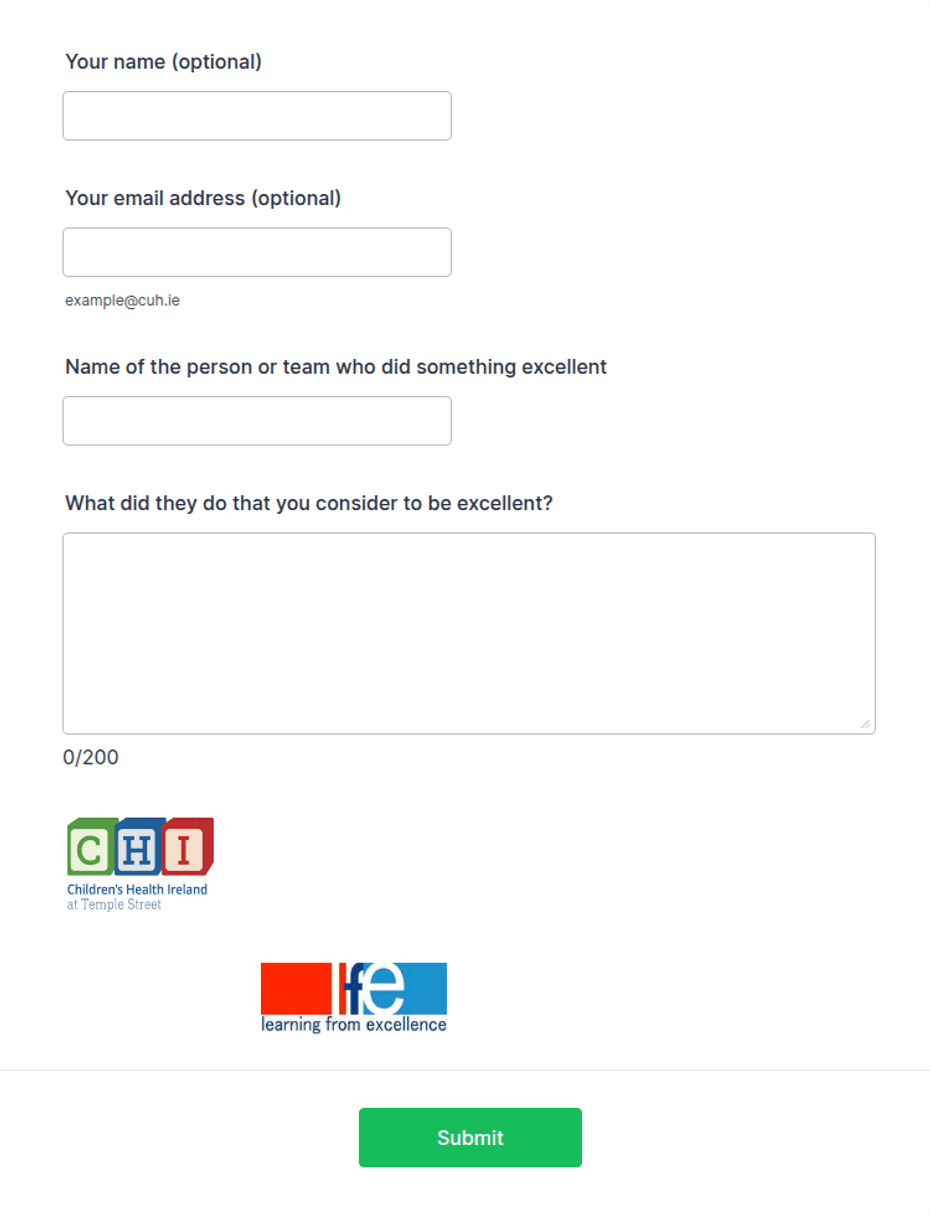 PICU LfE Reporting Form Template | Jotform