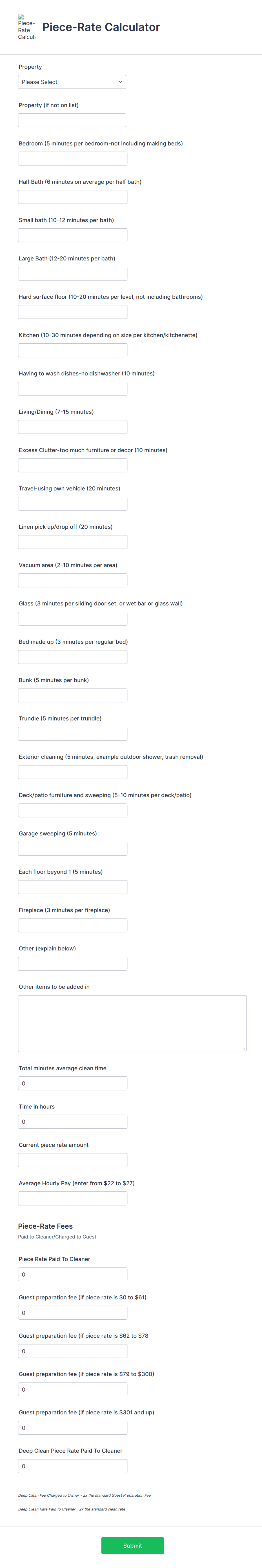 Piece Rate Calculator Form Template | Jotform