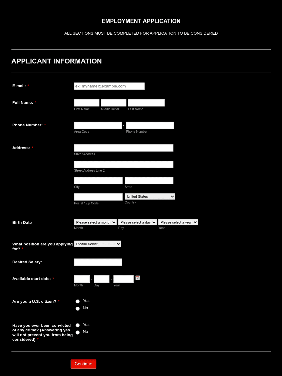 Pizza Restaurant Employment Application Form Template | Jotform