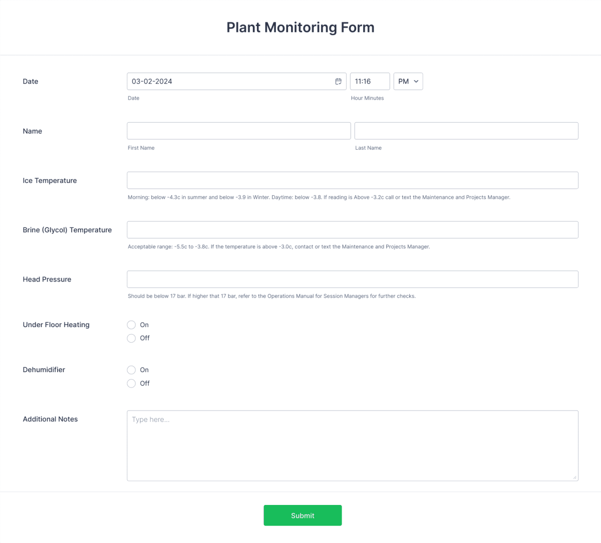 Plant Monitoring Form Template | Jotform