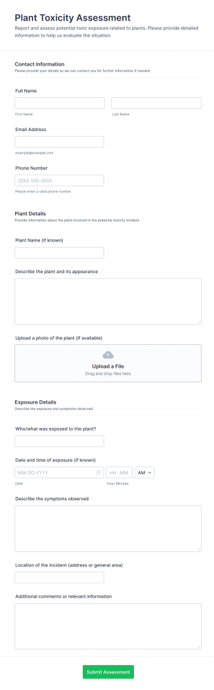 Plant Toxicity Assessment Form Template | Jotform