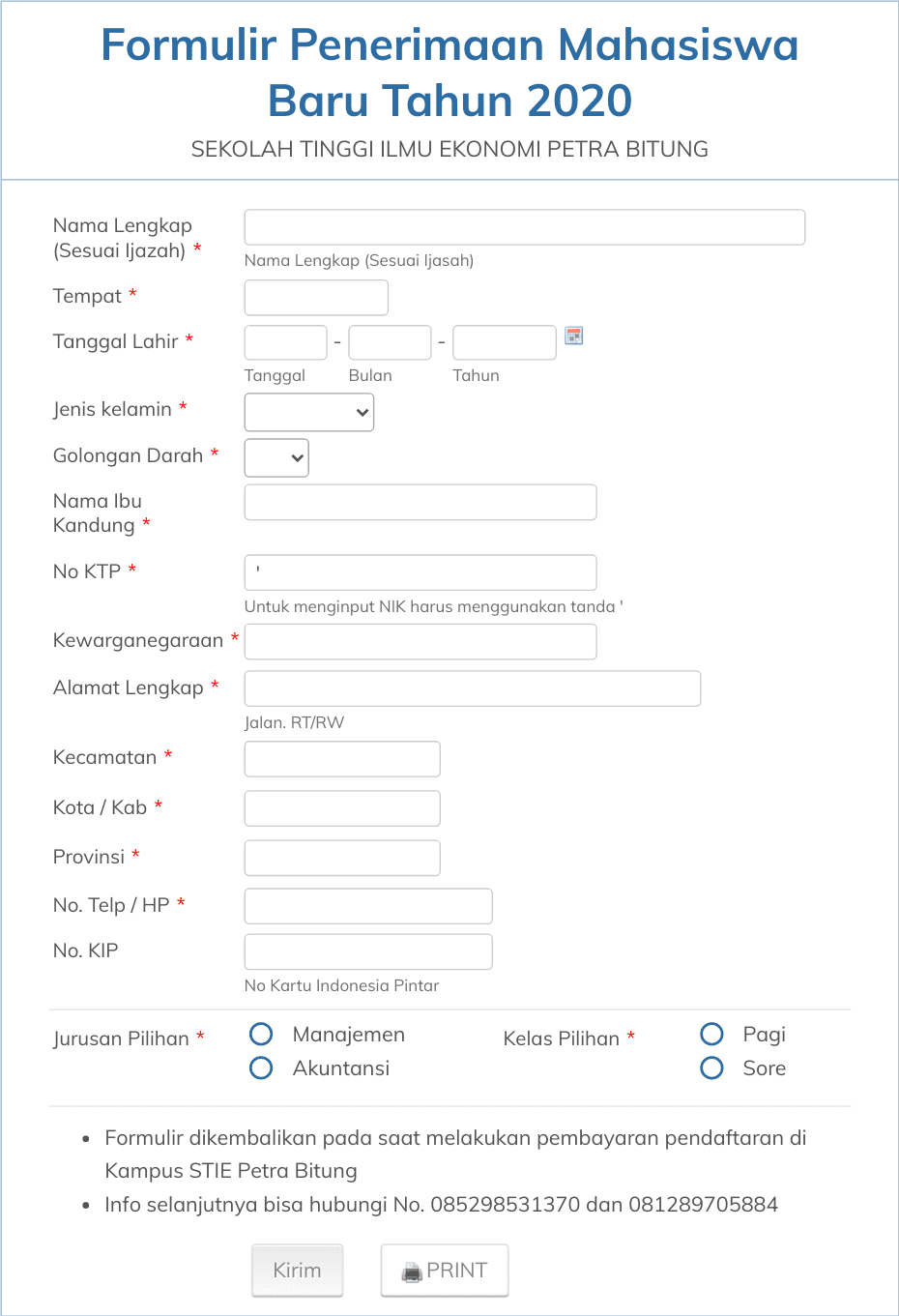PMB Template Formulir | Jotform