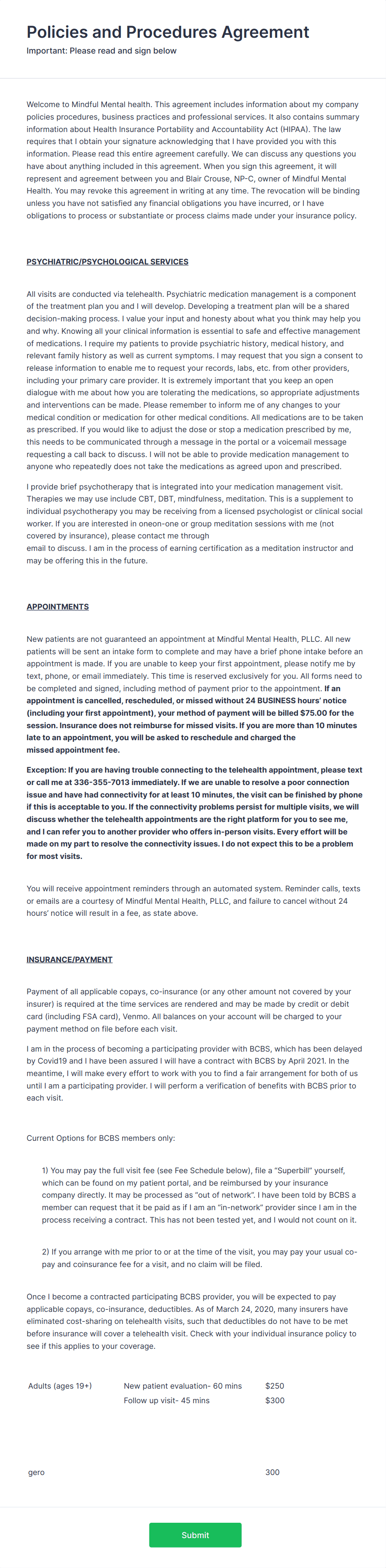 Policies and Procedures Agreement Form Template | Jotform