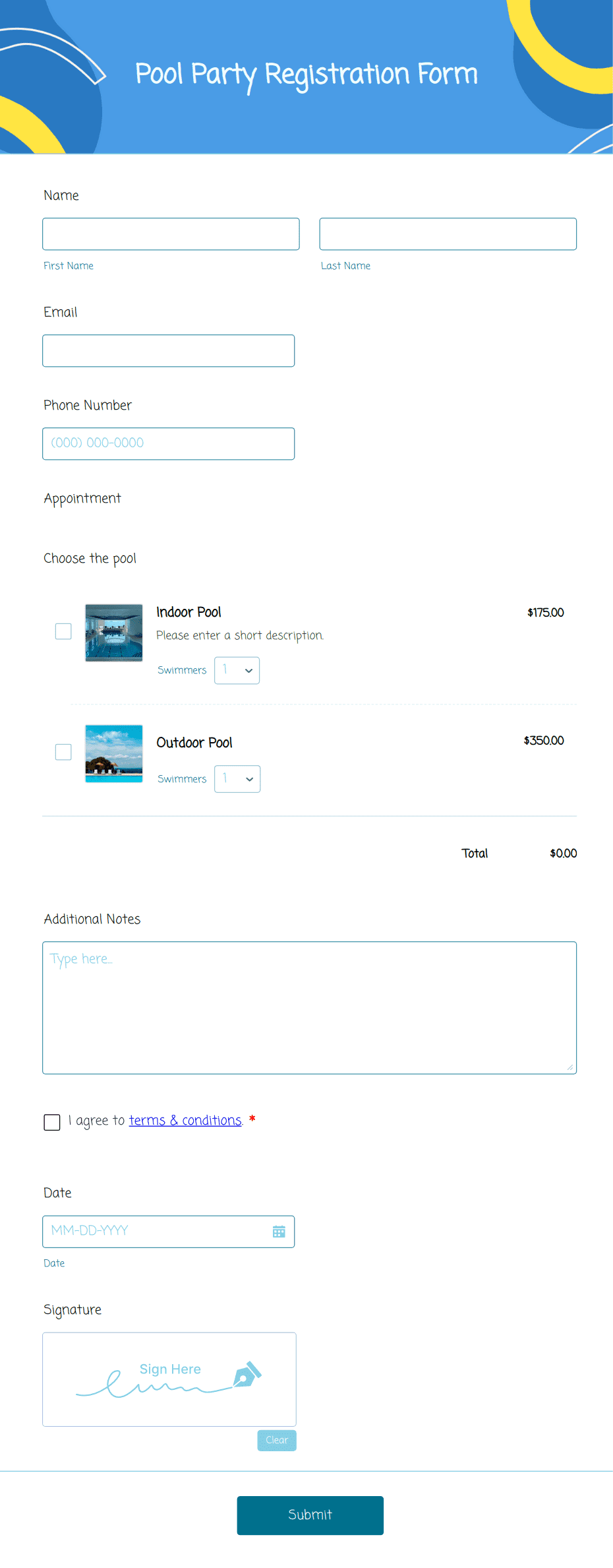 Pool Party Registration Form Template | Jotform