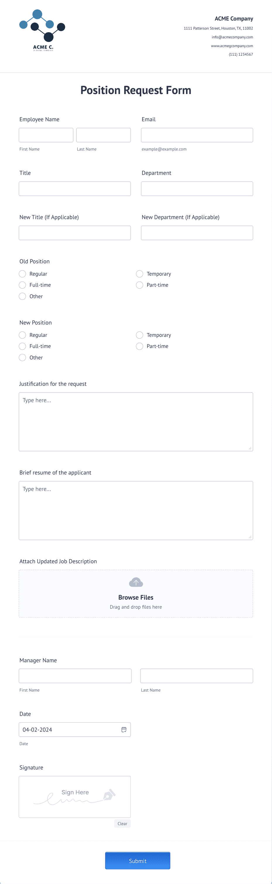 Position Request Form Template | Jotform