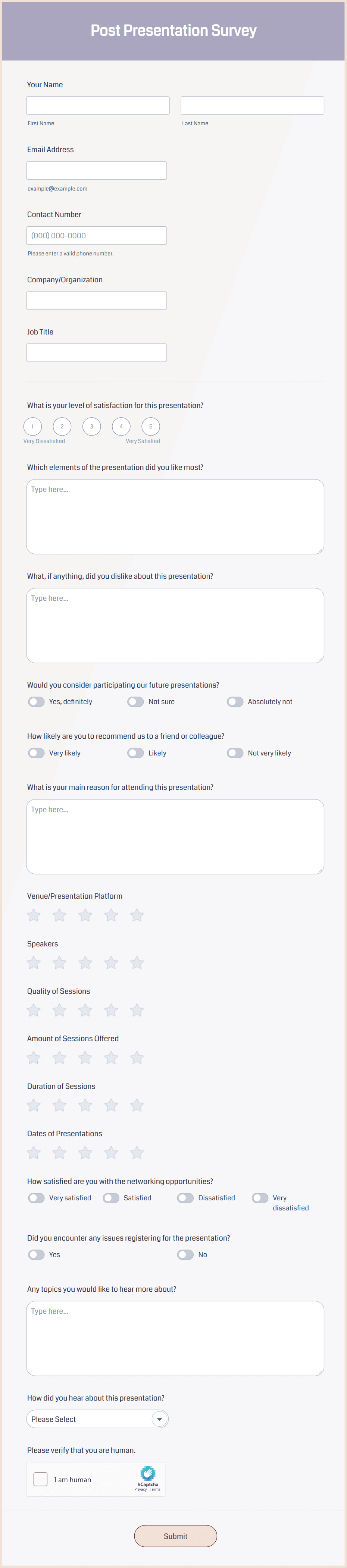 Post Presentation Survey Form Template | Jotform