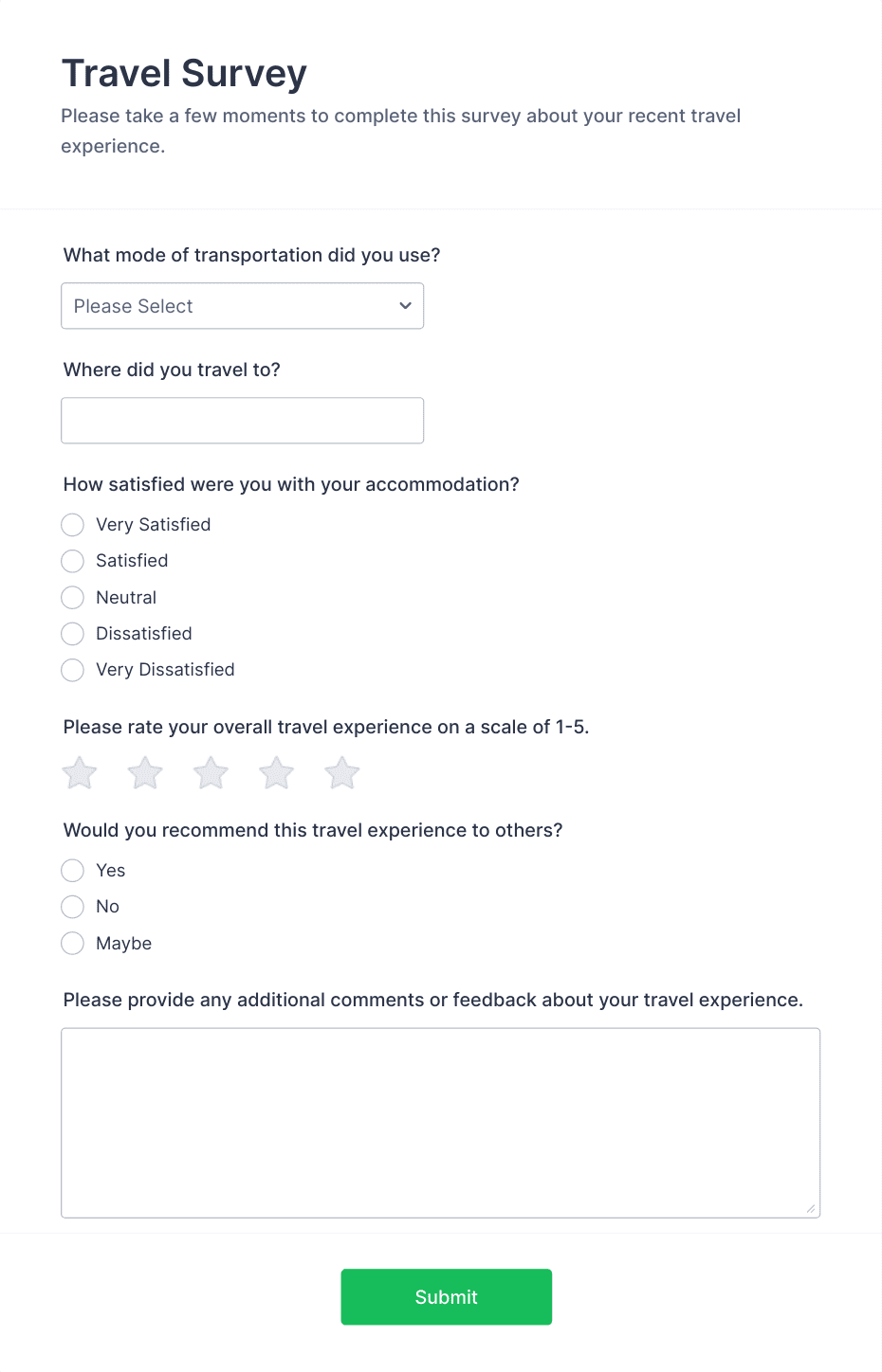 Post Travel Survey Form Template | Jotform