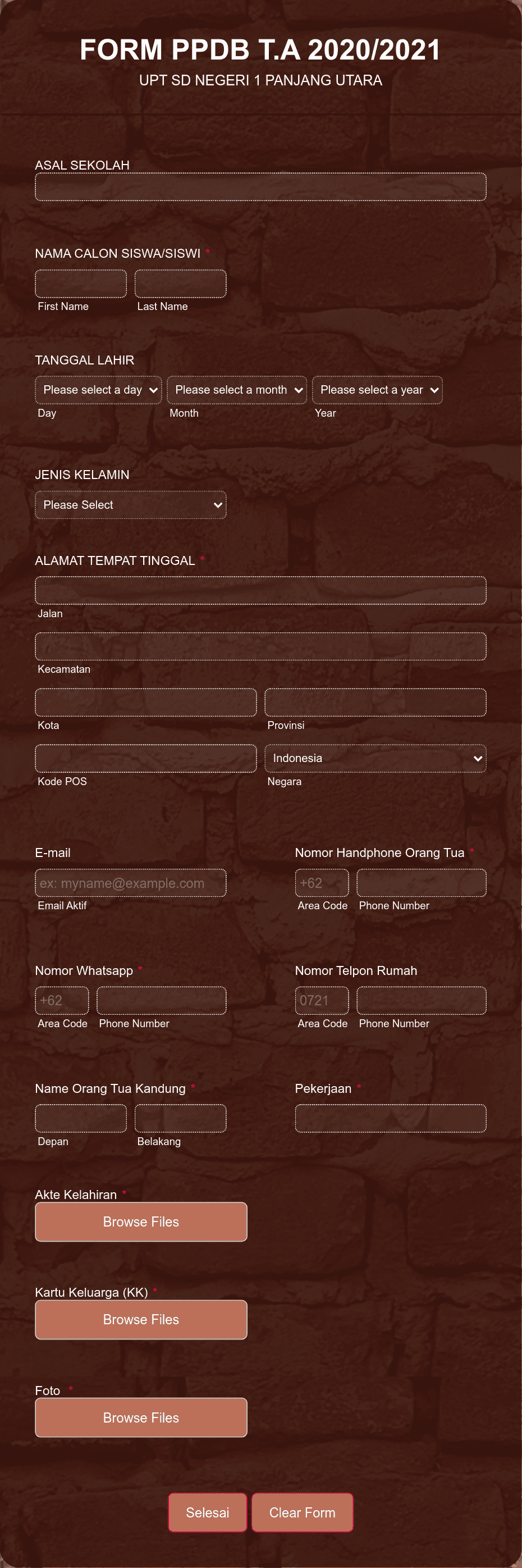 Ppdb Online Tahun Ajaran 2020/2021 Template Formulir | Jotform