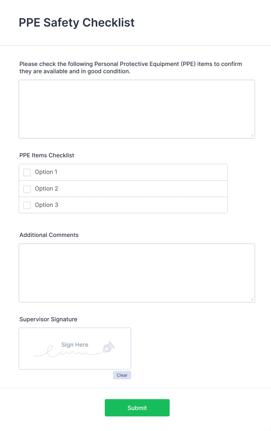 PPE Safety Checklist Form Template | Jotform
