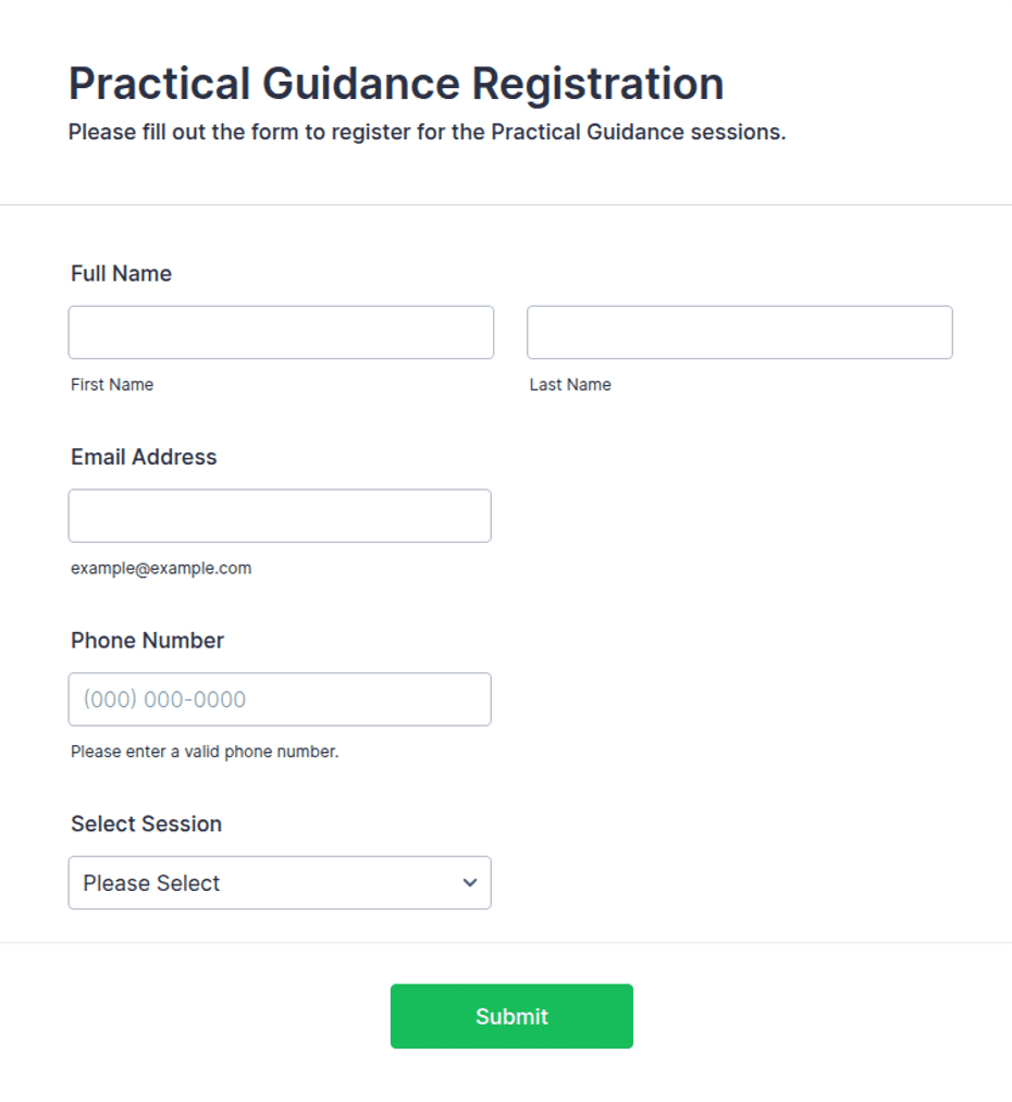 Practical Guidance Registration Form Template | Jotform