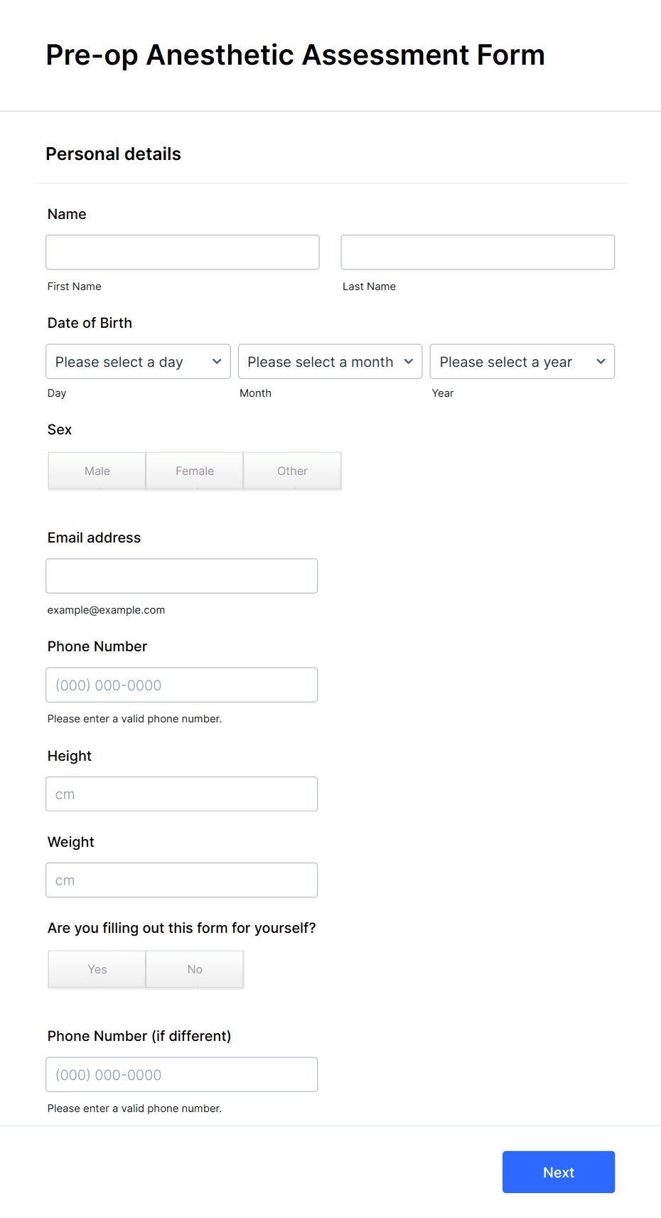 Pre-op Anesthetic Assessment Form Template | Jotform