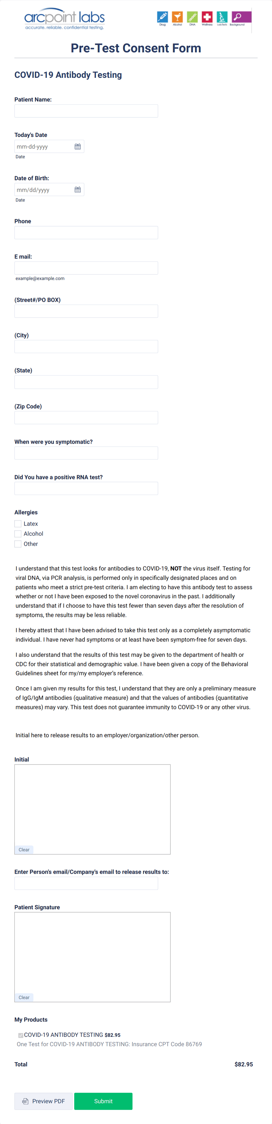 Pre-Test Consent Form Template | Jotform