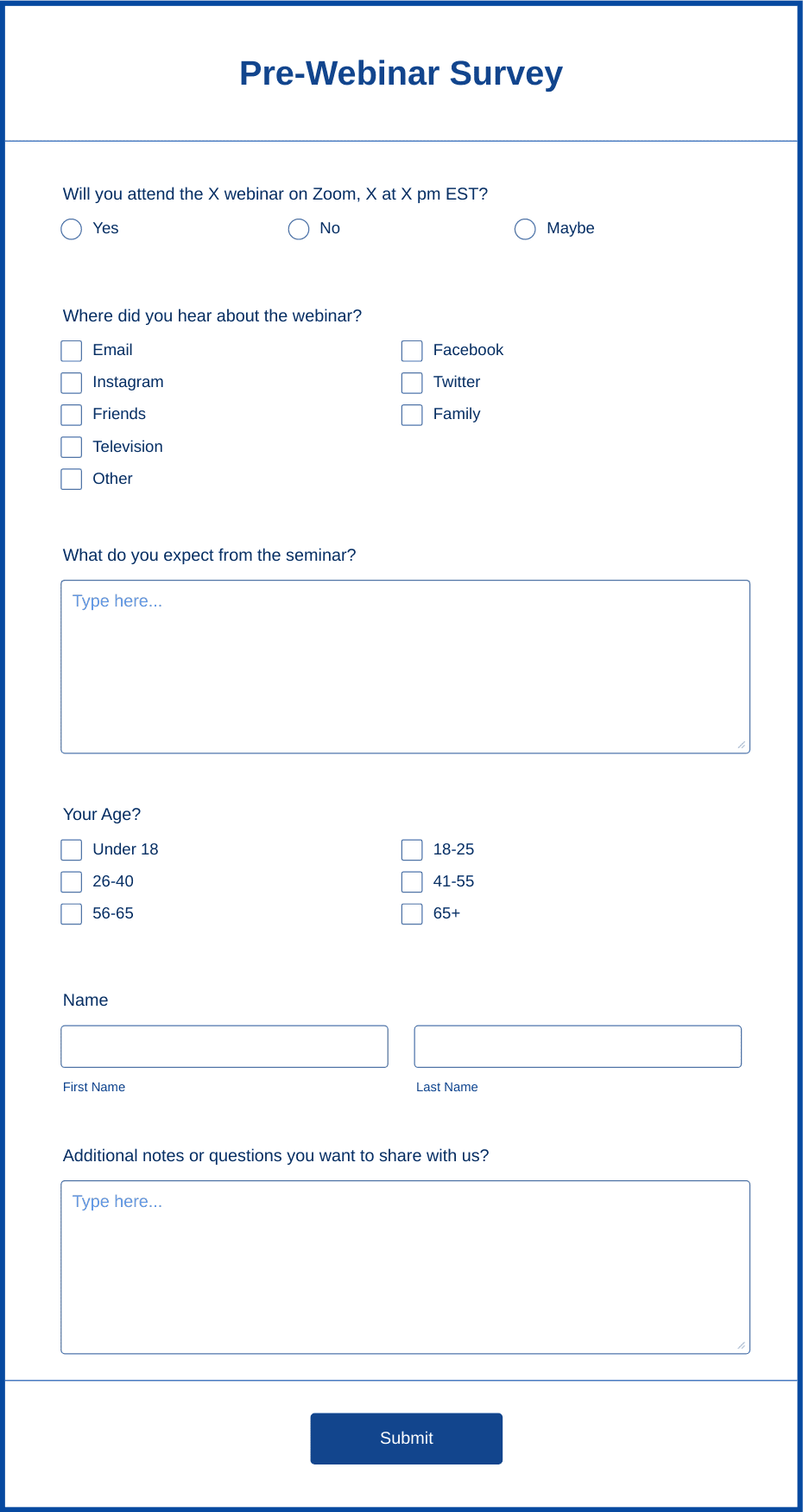Pre-Webinar Survey Form Template | Jotform