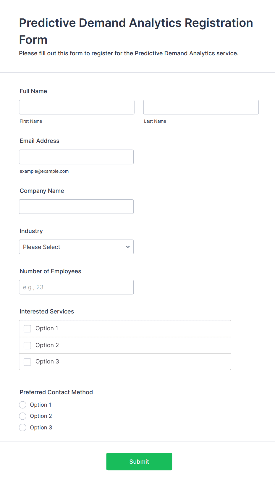 Predictive Demand Analytics Registration Form Template | Jotform