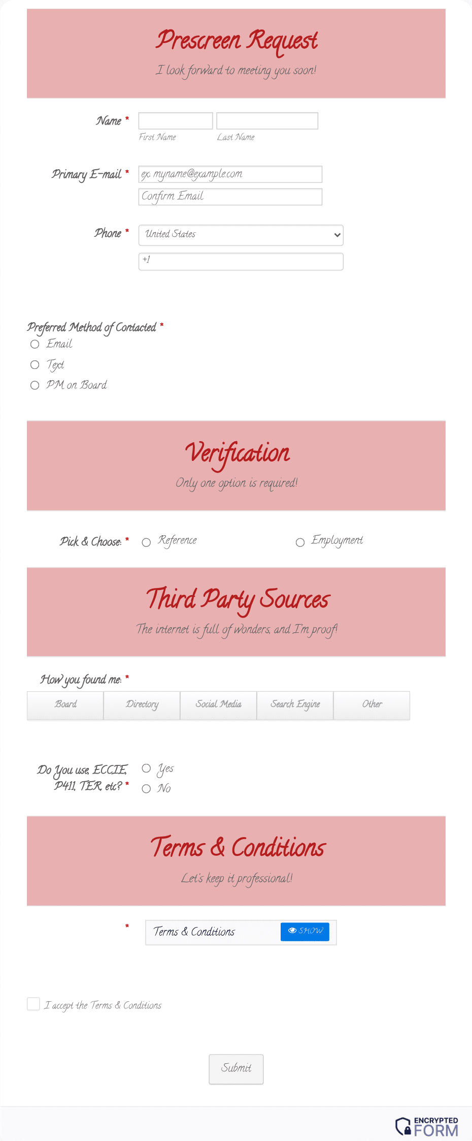 Prescreen Form Template | Jotform
