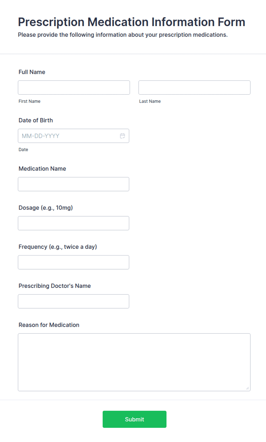Prescription Medication Information Form Template | Jotform