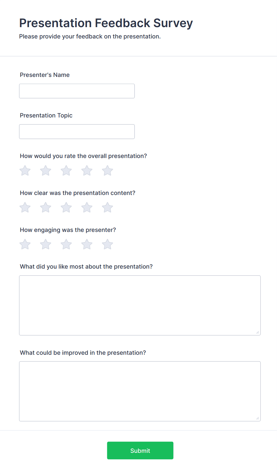 Presentation Feedback Survey Form Template | Jotform