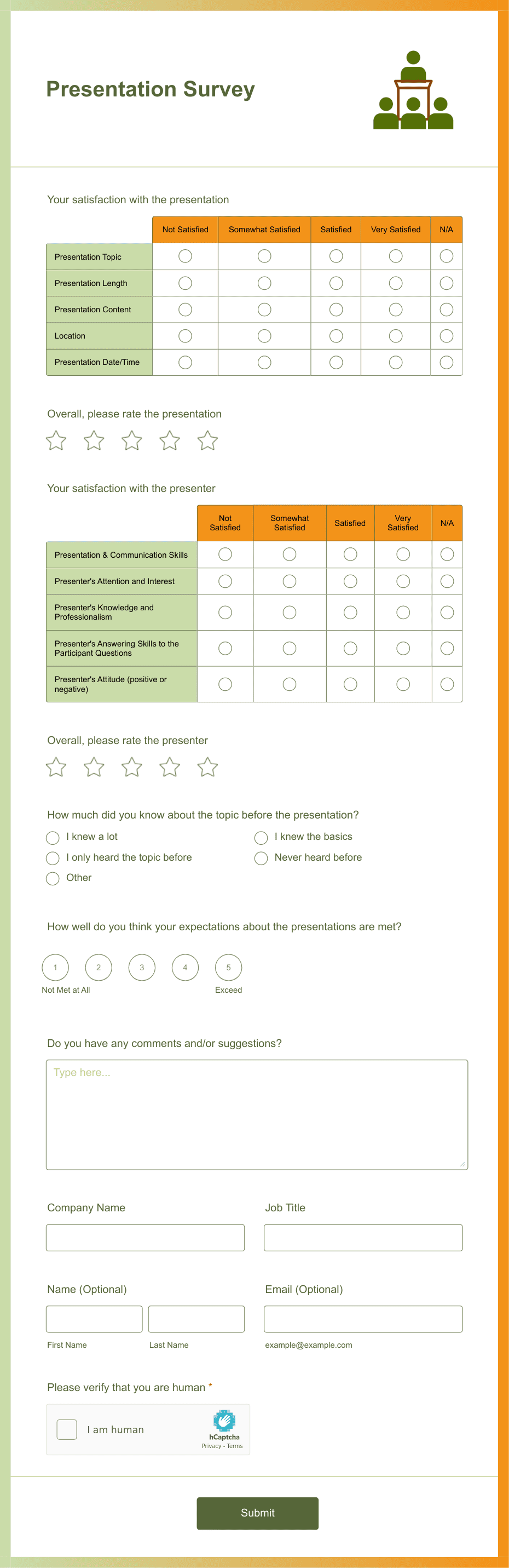 Presentation Survey Form Template | Jotform