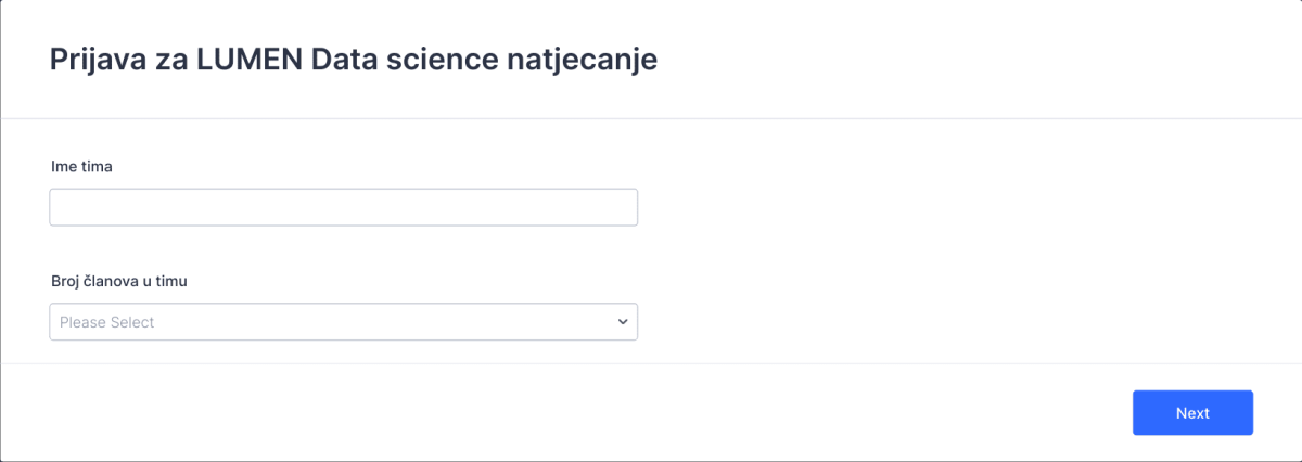 Prijava za LUMEN Data science natjecanje Form Template | Jotform
