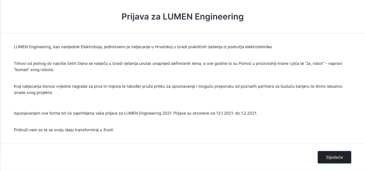 Prijava za LUMEN Engineering Form Template | Jotform