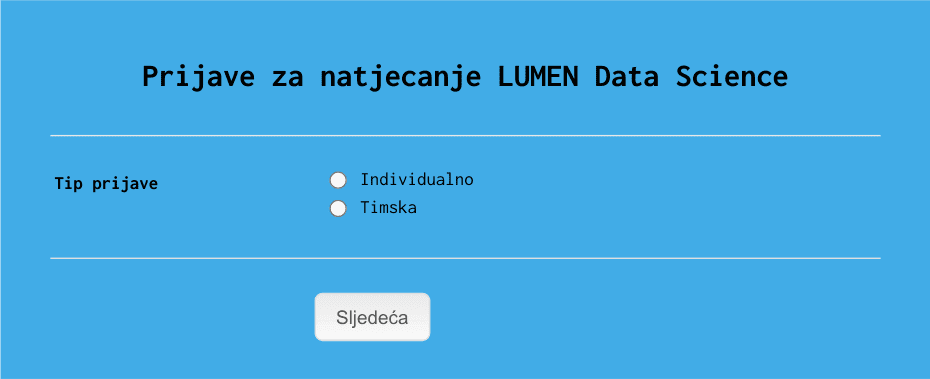 Prijave za LUMEN Data Science Form Template | Jotform