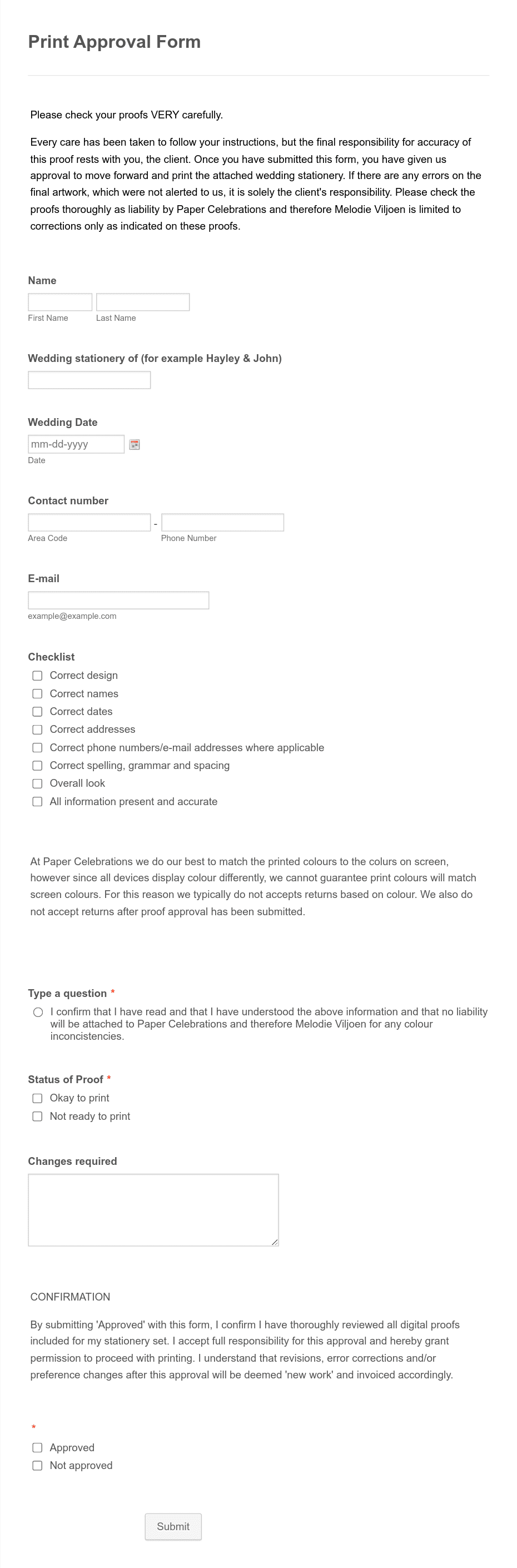 Print Approval Form Template | Jotform