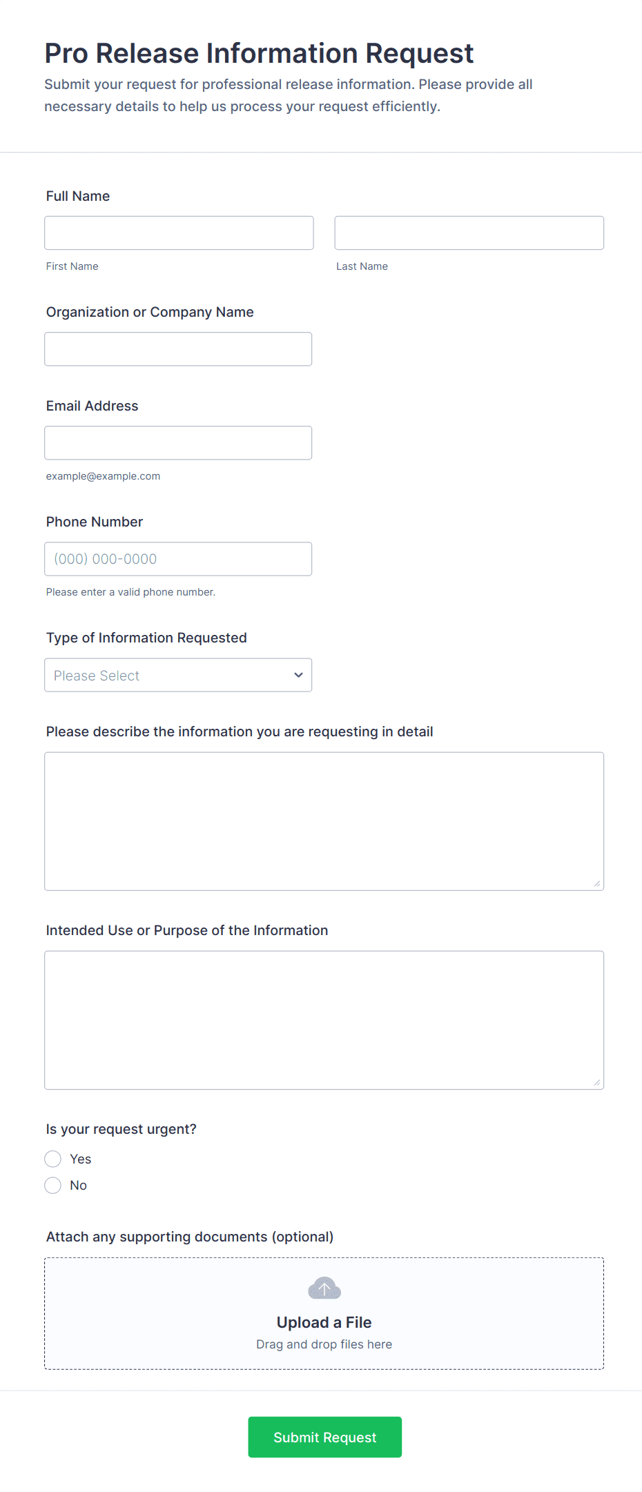 Pro Release Information Request Form Template | Jotform
