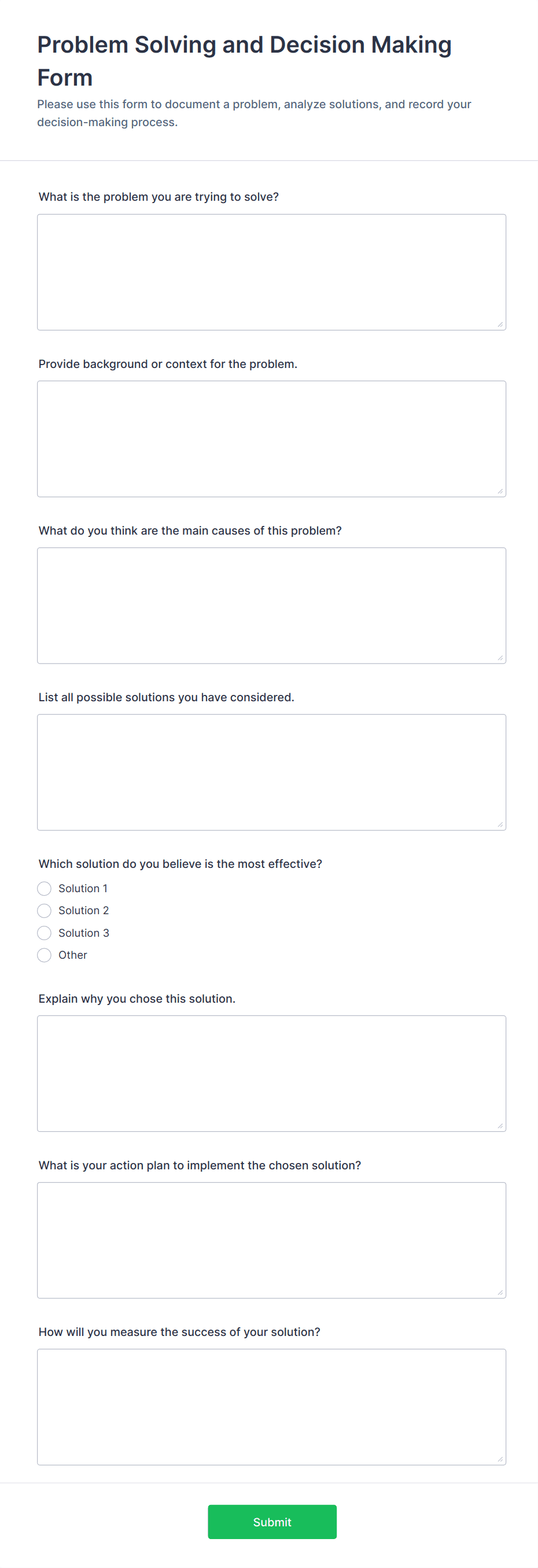 Problem Solving and Decision Making Form Template | Jotform