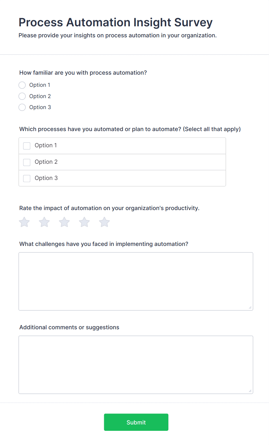 Process Automation Insight Survey Form Template | Jotform