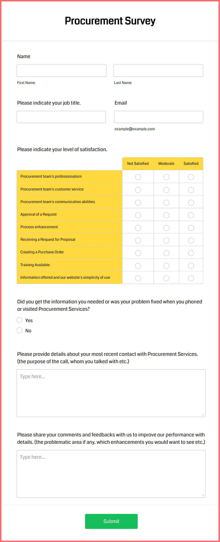 Procurement Survey Form Template | Jotform