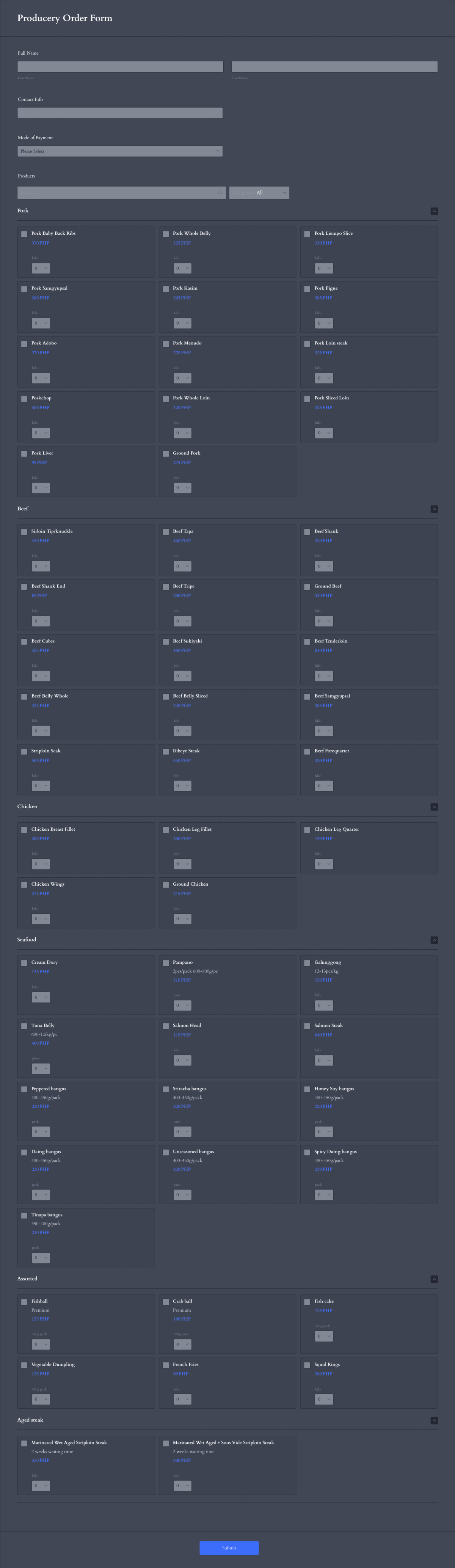 Producery Order Form Template | Jotform