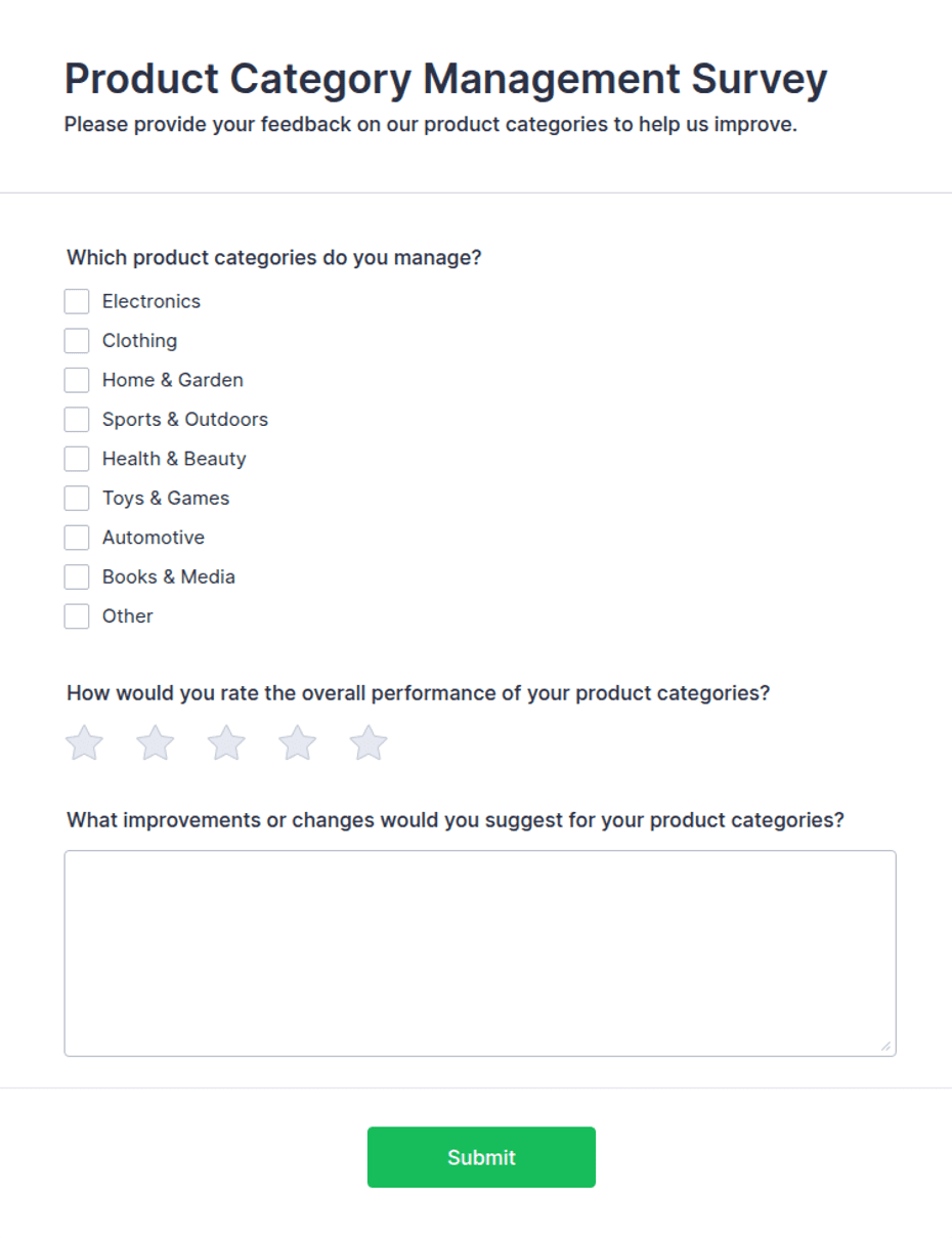 Product Category Management Survey Form Template | Jotform