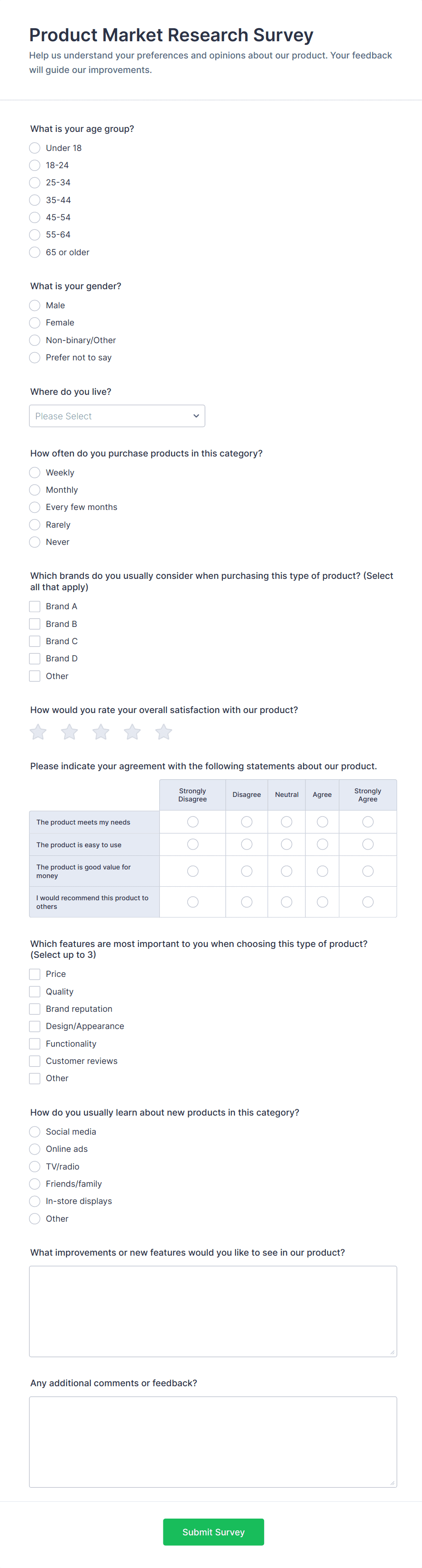 Product Market Research Survey Form Template | Jotform