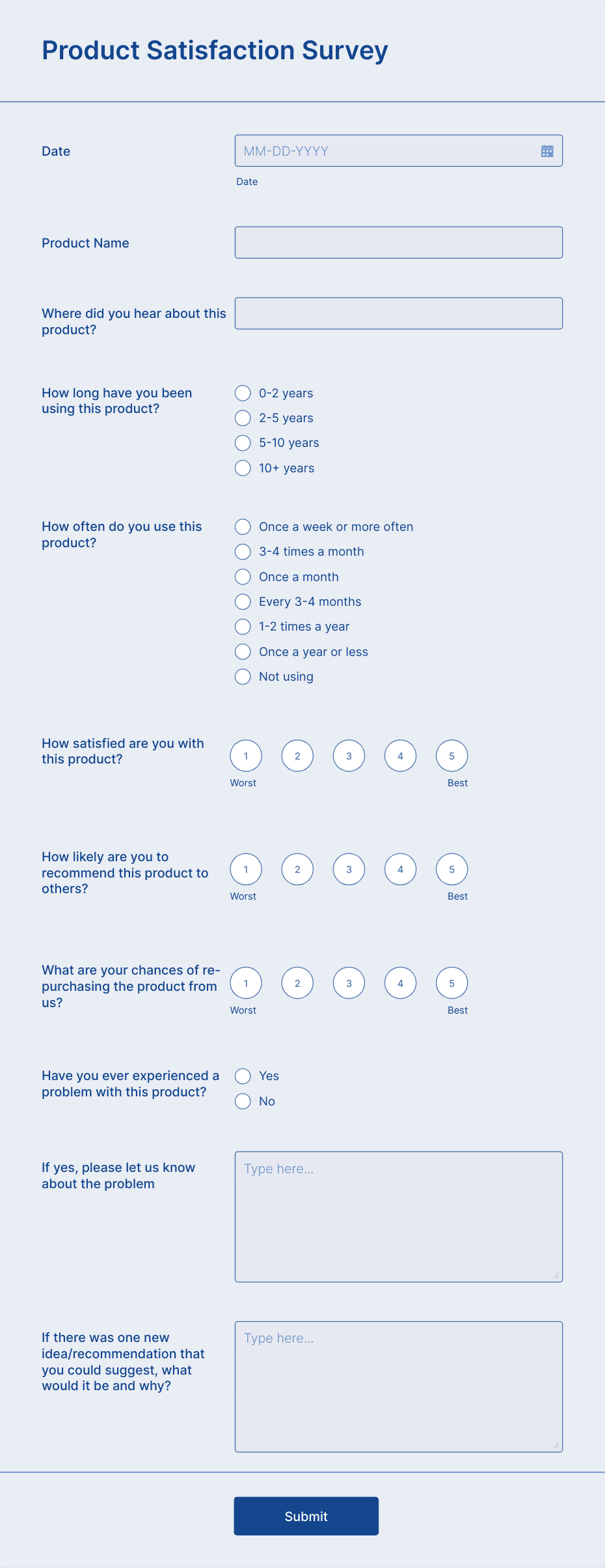 Product Satisfaction Survey Form Template | Jotform